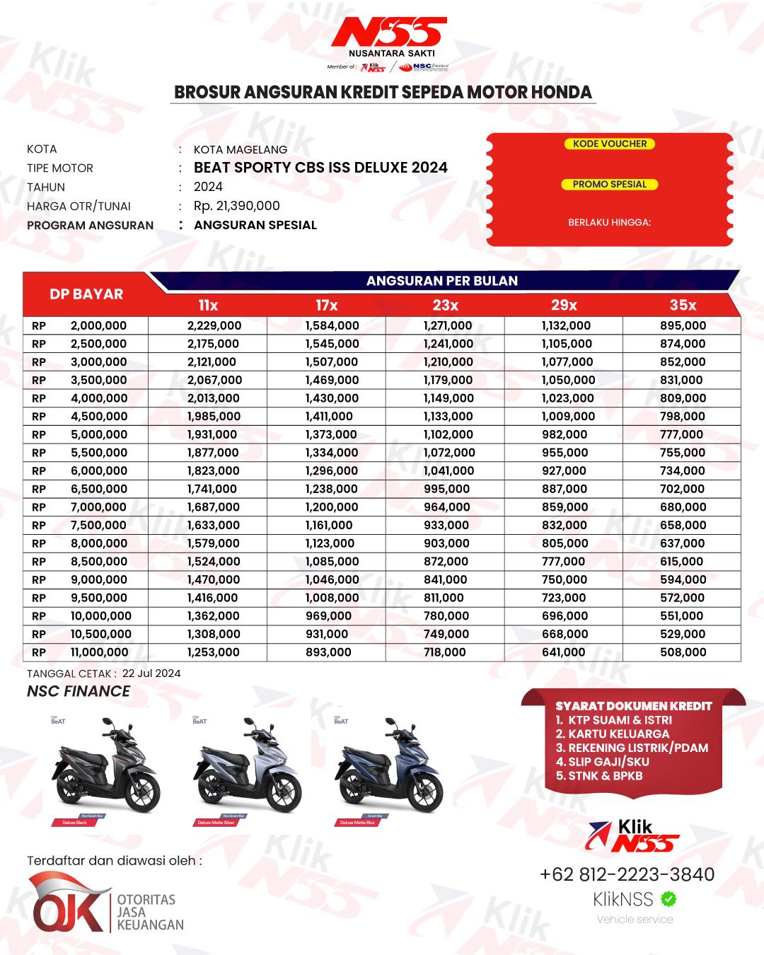 Brosur Kredit (DP dan Angsuran) All New BeAT 2024 Berbagai Area